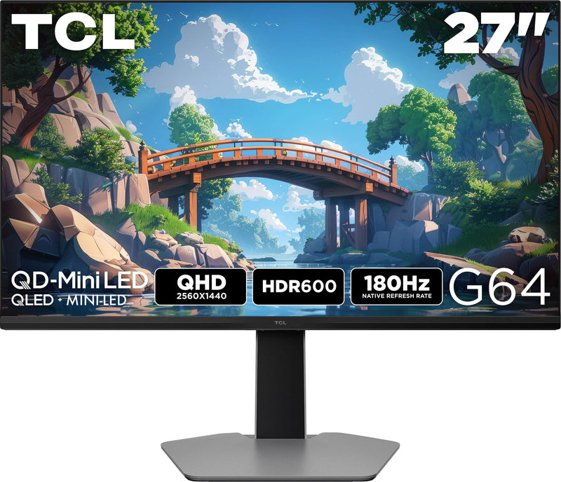TCL - 27" G64 Series QHD HDR QD-Mini LED Gaming Monitor - Black and Gray — FinanceMyCart