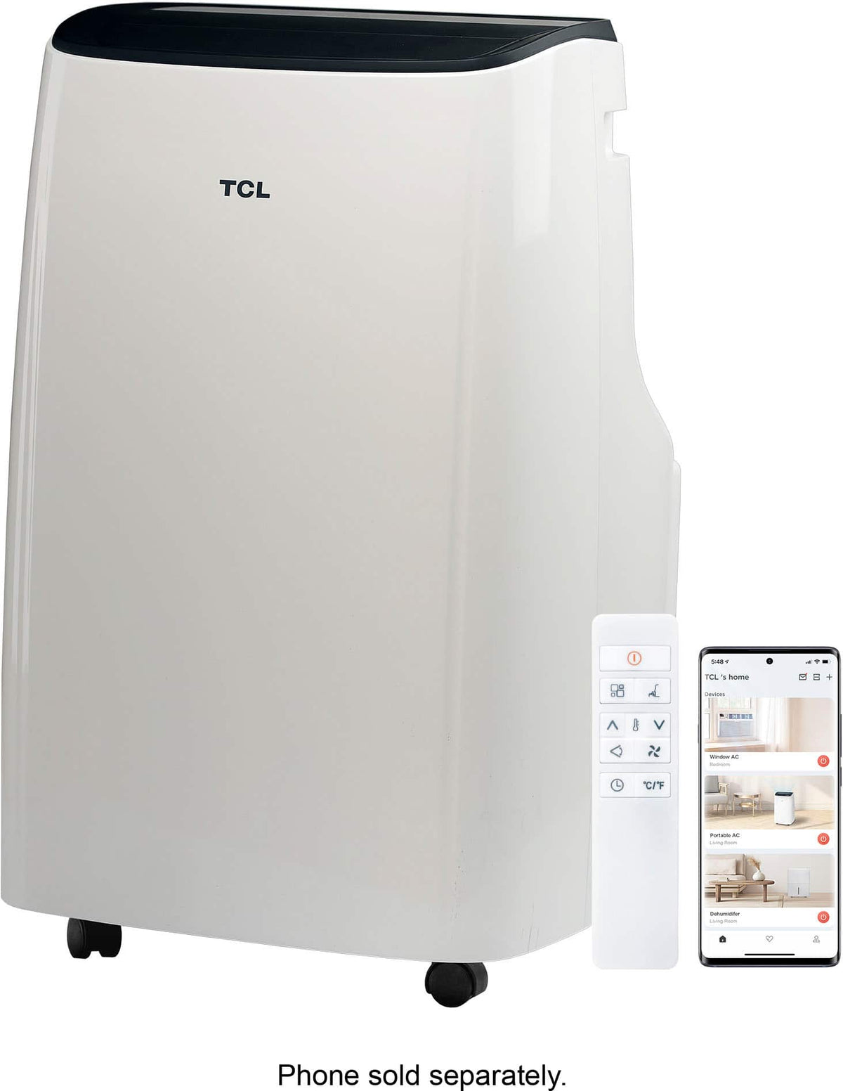 TCL - 300 Sq. Ft. 7000 BTU 3-in-1 Smart Portable Air Conditioner ...